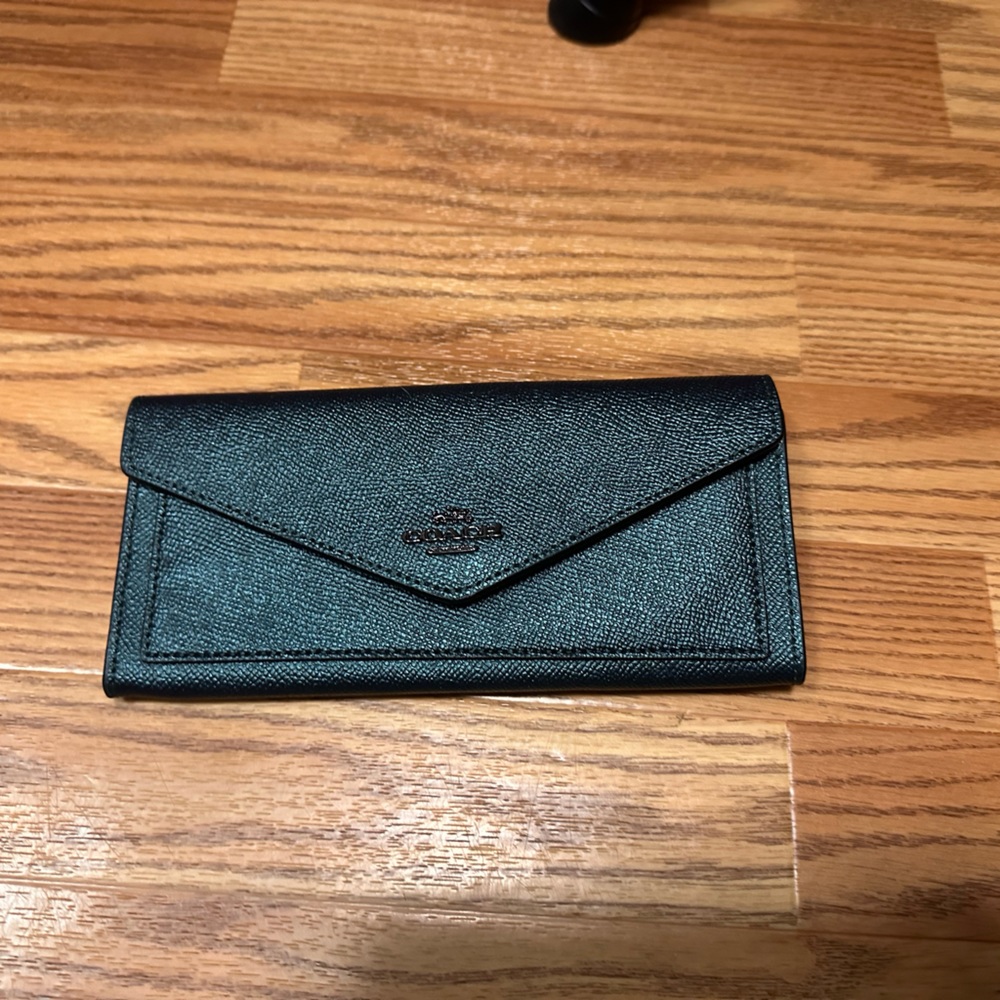 Net Coach Envelope Wallet In Metallic Blue. - Gem